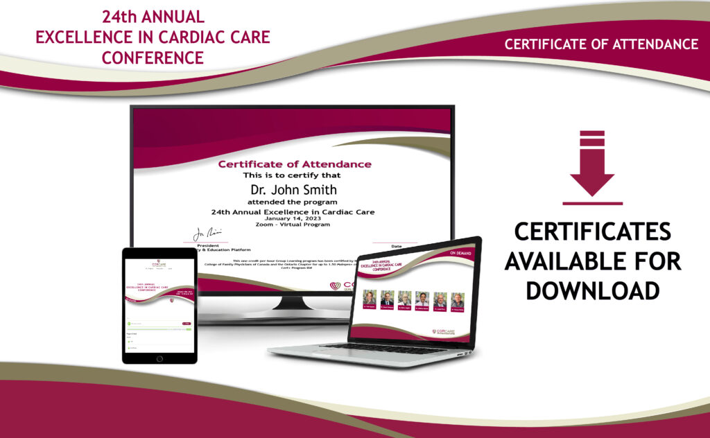 24th Annual Excellence In Cardiac Care Conference _ Certificate of Attendance – CQEP
